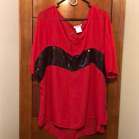 Tops | Finalsalenwot Gorgeous Red Beaded Sheer Top | Poshmark